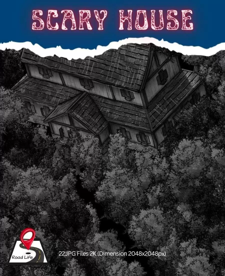 Road Life - Scary House Battle Map | Halloween Haunted House Scene ...