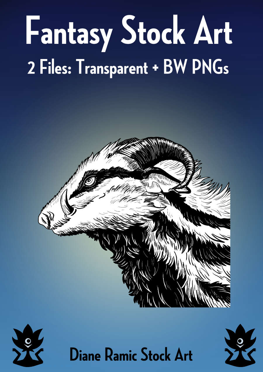 Boar Dragon Portrait Stock Art - Diane Ramic Stock Art | Black and ...