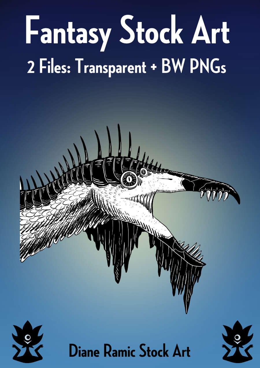 Mutated Bird Monster Portrait Stock Art - Diane Ramic Stock Art | Black ...