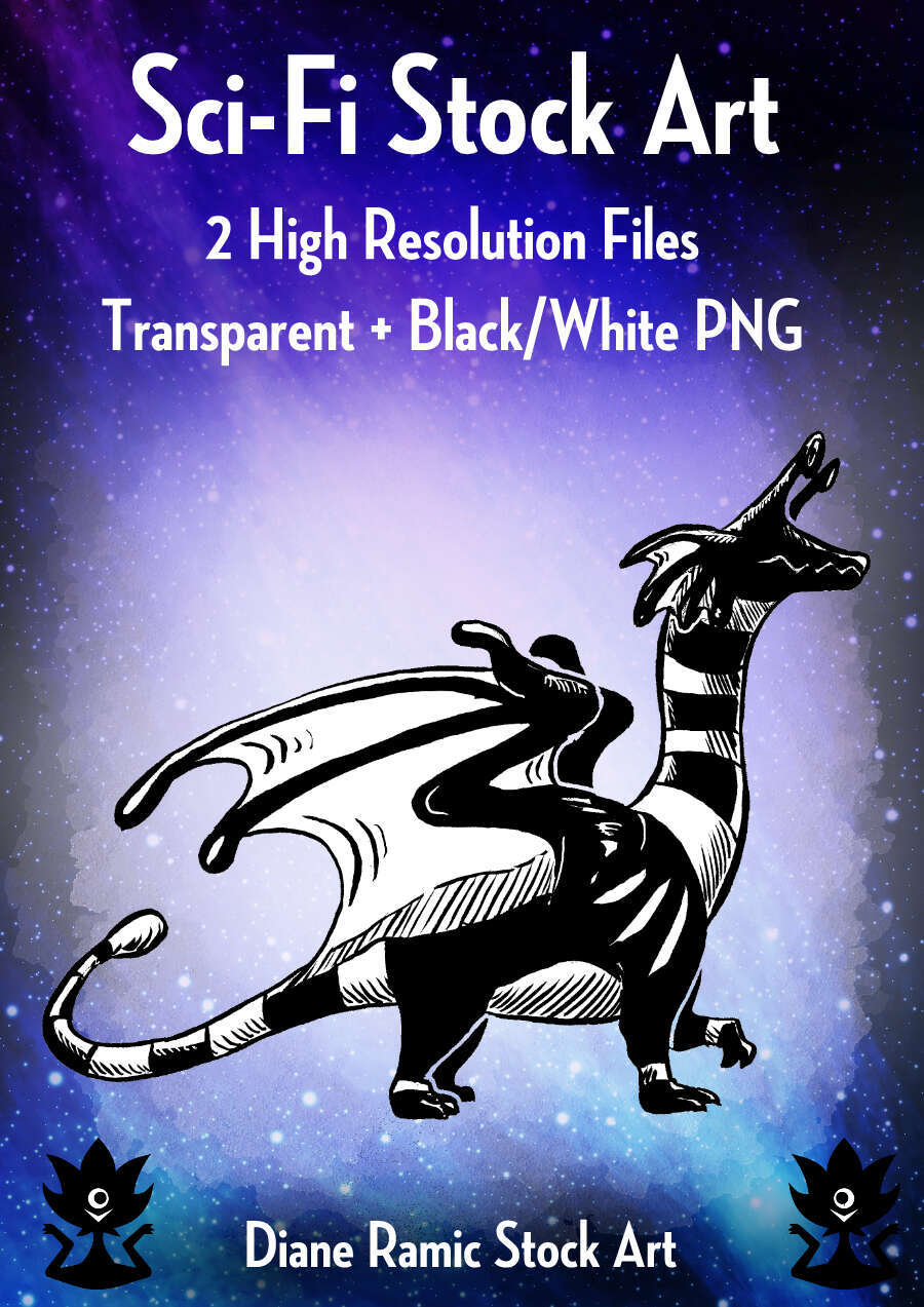 Alien Dragon Critter Stock Art - Diane Ramic Stock Art | Black and ...