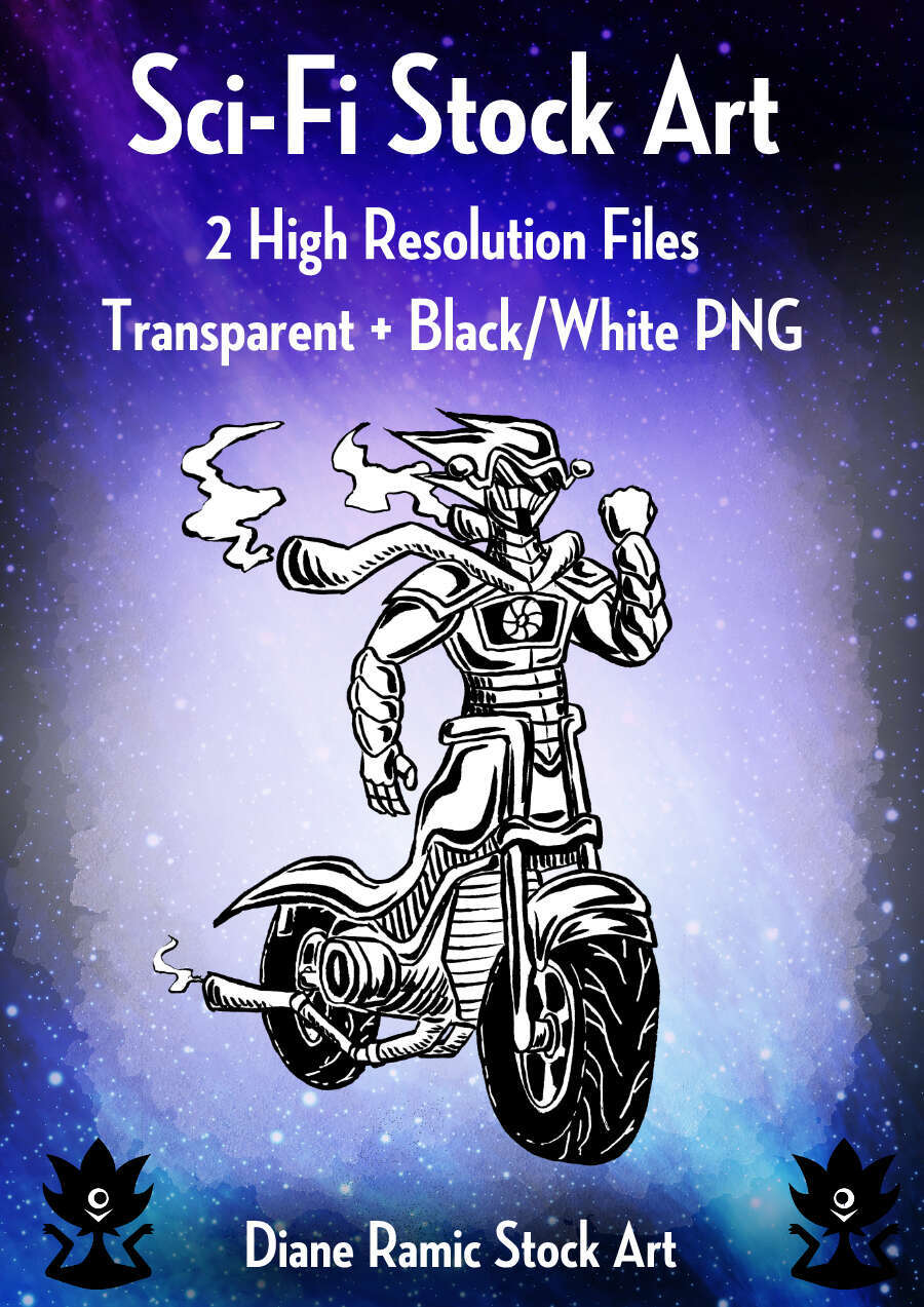 Motorcycle Centaur Stock Art - Diane Ramic Stock Art | Black and White | Sci-Fi Stock Art ...