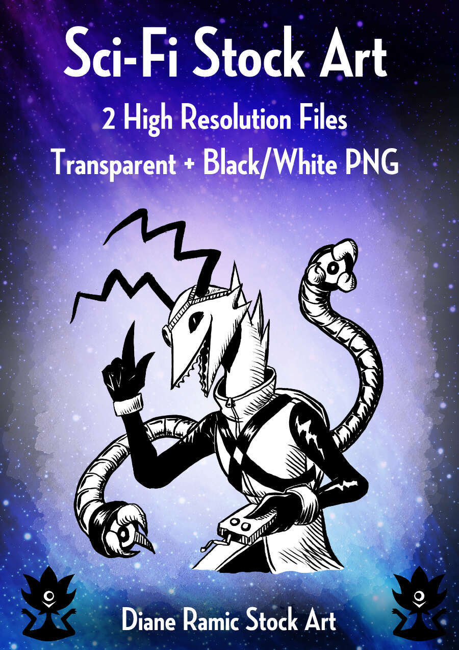 Insectoid Mad Scientist Stock Art - Diane Ramic Stock Art | Black and ...