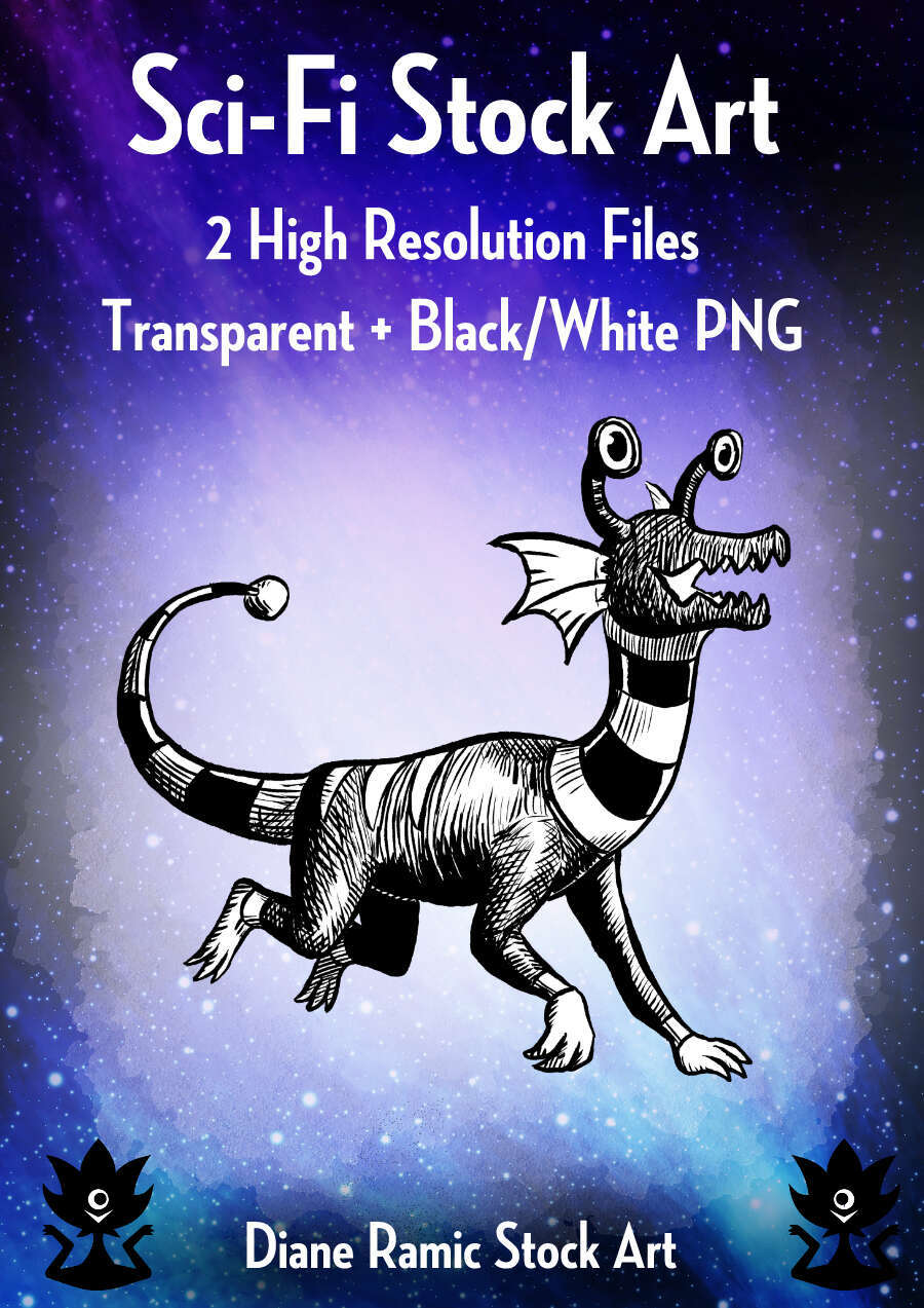 Alien Critter Running Stock Art - Diane Ramic Stock Art | Black and ...