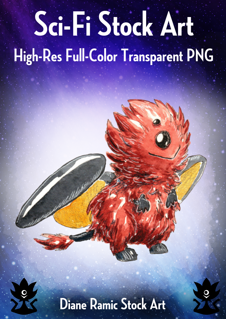 Watercolor Alien Flying Raccoon Creature Stock Art - Diane Ramic Stock ...