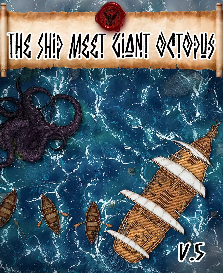 Ship Meet Giant Octopus V.5 | (16 JPG 4k) 40x30 - Ancient RPG ...