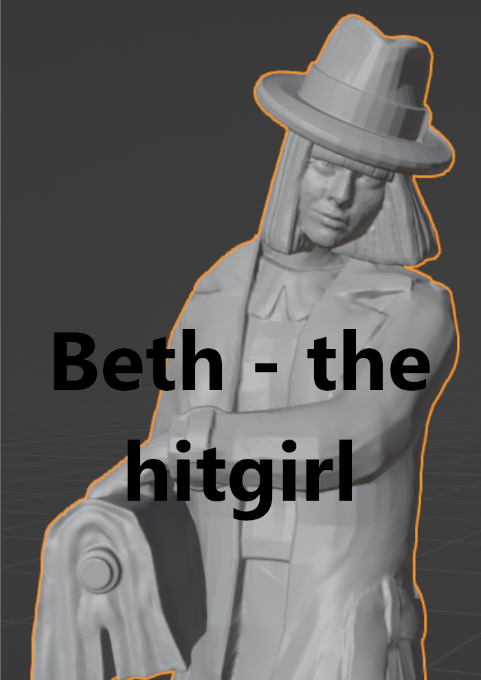 Beth - the hitgirl. 3D Printable 28 - 35 mm miniature (.STL in Zip file ...