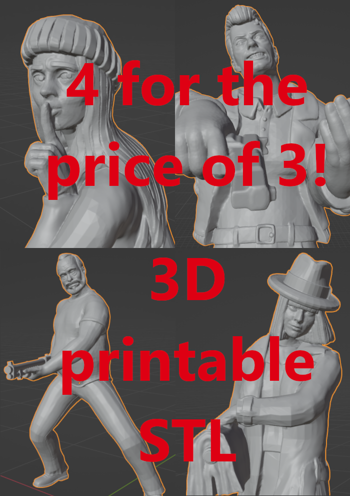 4 for the price of 3! Tess, Rex, Beth and Verner. 3D Printable 28 - 35 ...