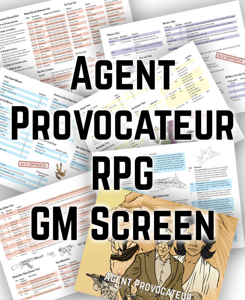 Agent Provocateur: GM screen inserts (letter format landscape) - Twin ...