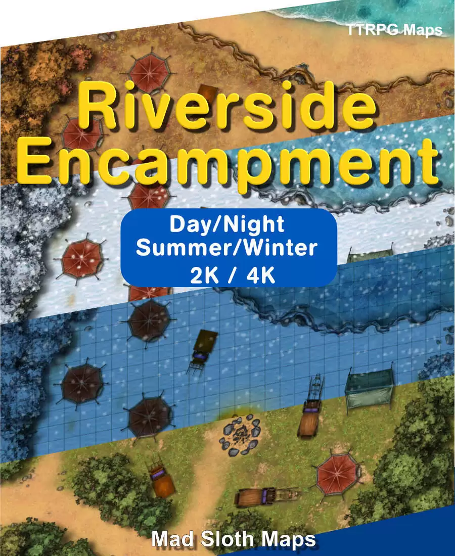 Riverside Encampment - TTRPG Fantasy Battle Maps (2K/4K) - Mad Sloth ...