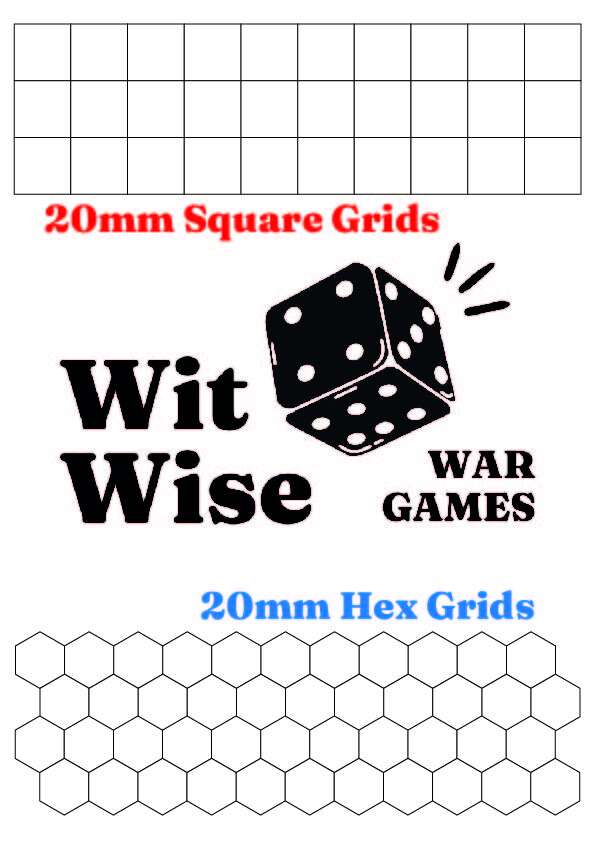 20mm Blank Square and Hex Grids - Witwise Wargames | DriveThruRPG