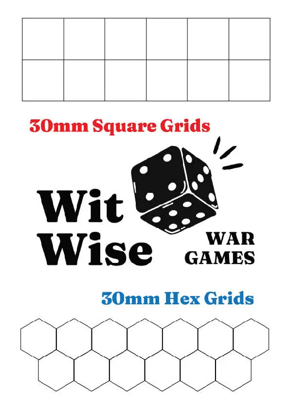 30mm Blank Hex and Square Grids - Witwise Wargames | DriveThruRPG