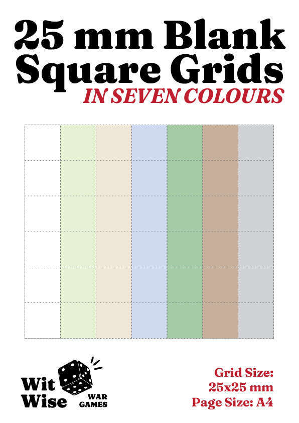 25mm Blank Square Grids in Seven Colours - Witwise Wargames | DriveThruRPG