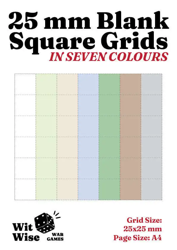 25mm Blank Square Grids in Seven Colours - Witwise Wargames | DriveThruRPG