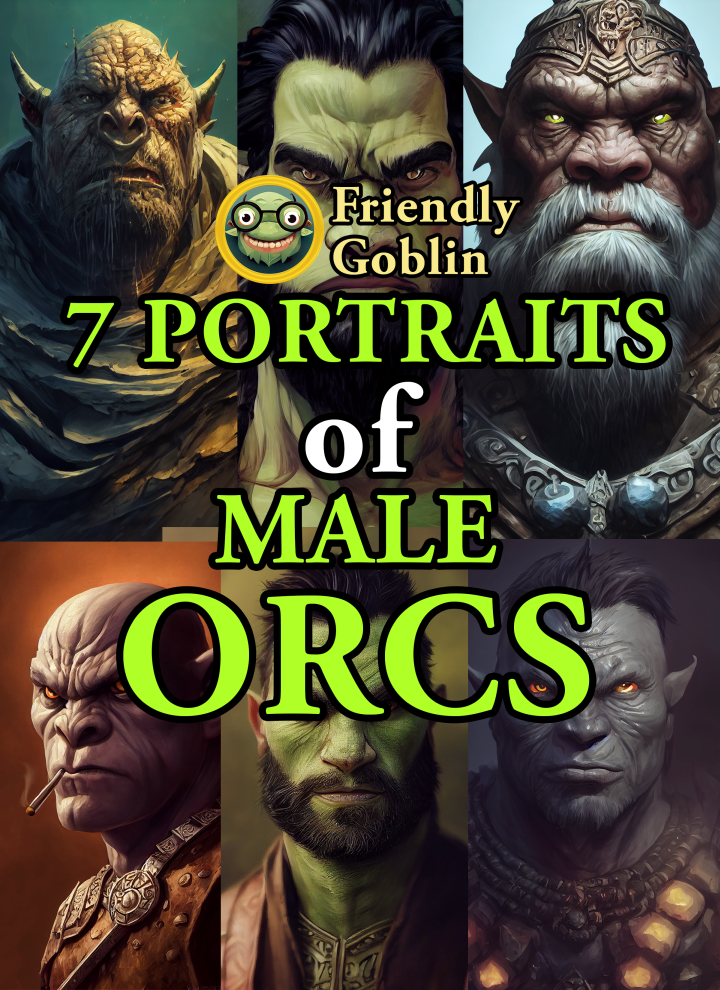 7 Portraits of Male Orcs - Stock Art - Friendly Goblin Art | DriveThruRPG