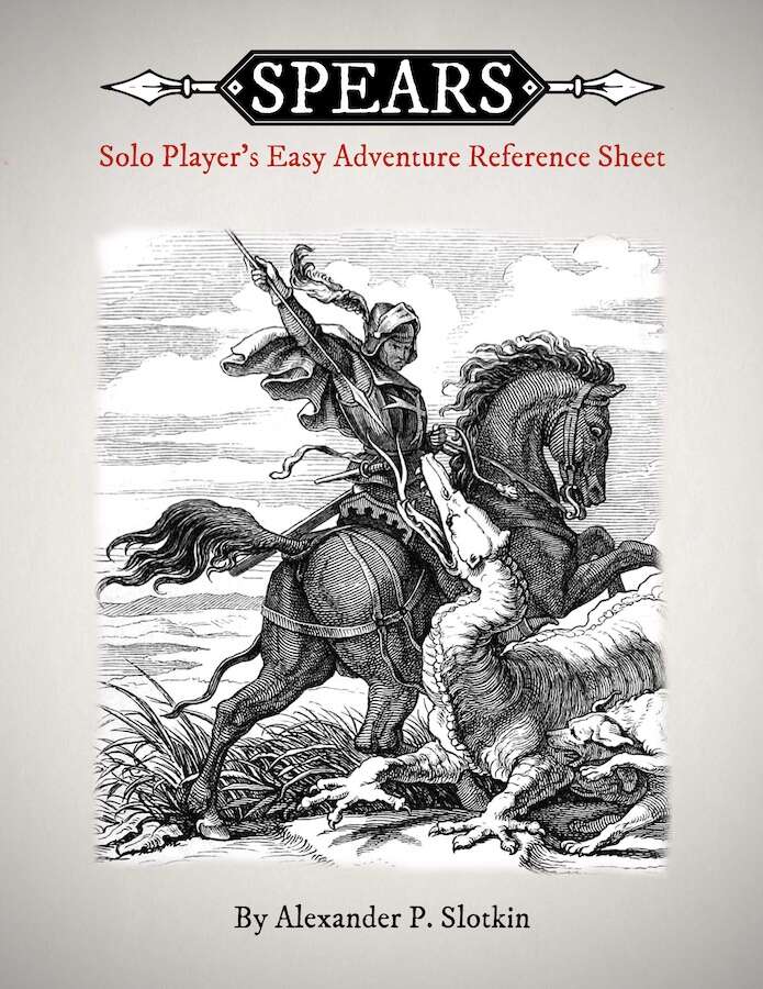 SPEARS: Solo Player’s Easy Adventure Reference Sheet - Alexander P. Slotkin | DriveThruRPG