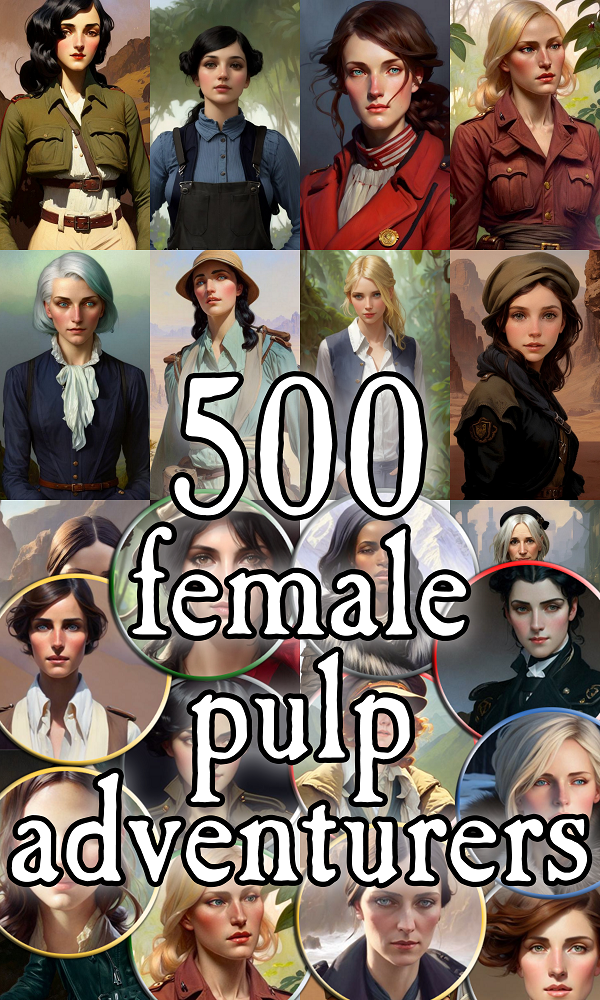 Character Portraits and Tokens - 500 female pulp adventurers - Curadmir Press | Pulp | DriveThruRPG