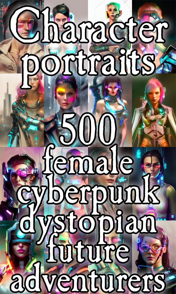 Character Portraits - 500 female cyberpunk dystopian future adventurers ...