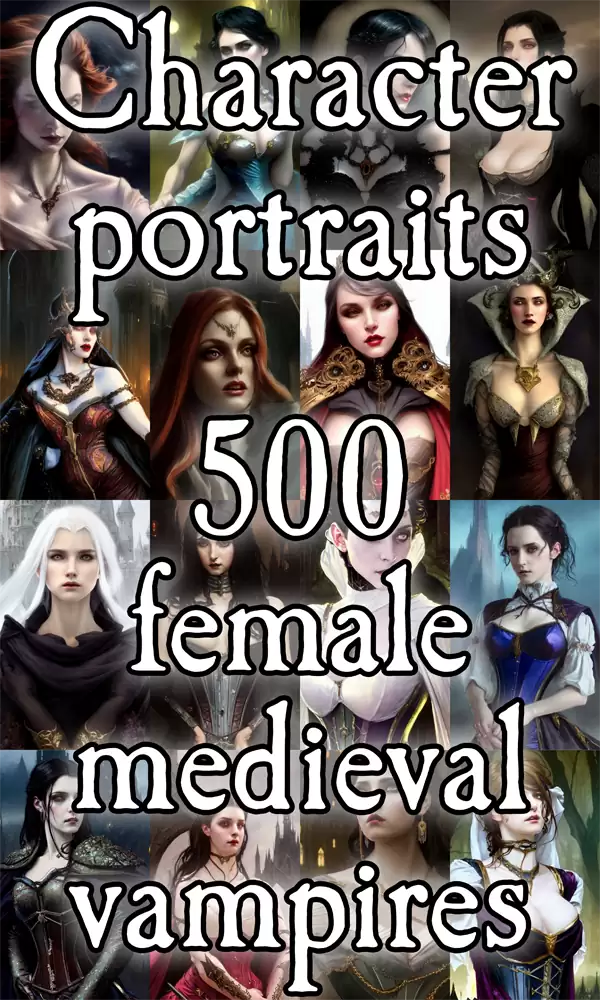 Character Portraits - 500 medieval female vampires - Curadmir Press | Horror | Fantasy ...