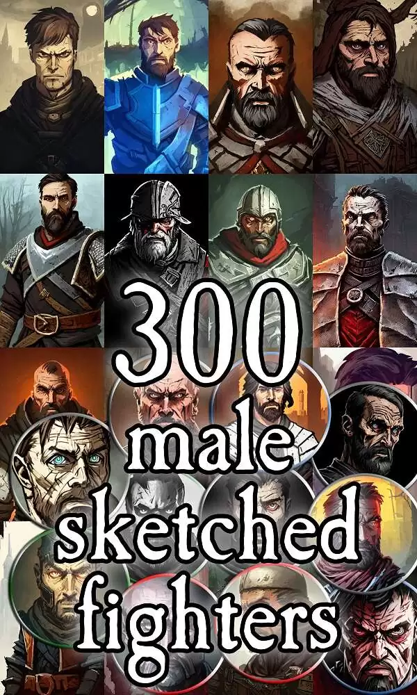 Character Portraits and Tokens - 300 Sketched Male Fighters - Curadmir ...