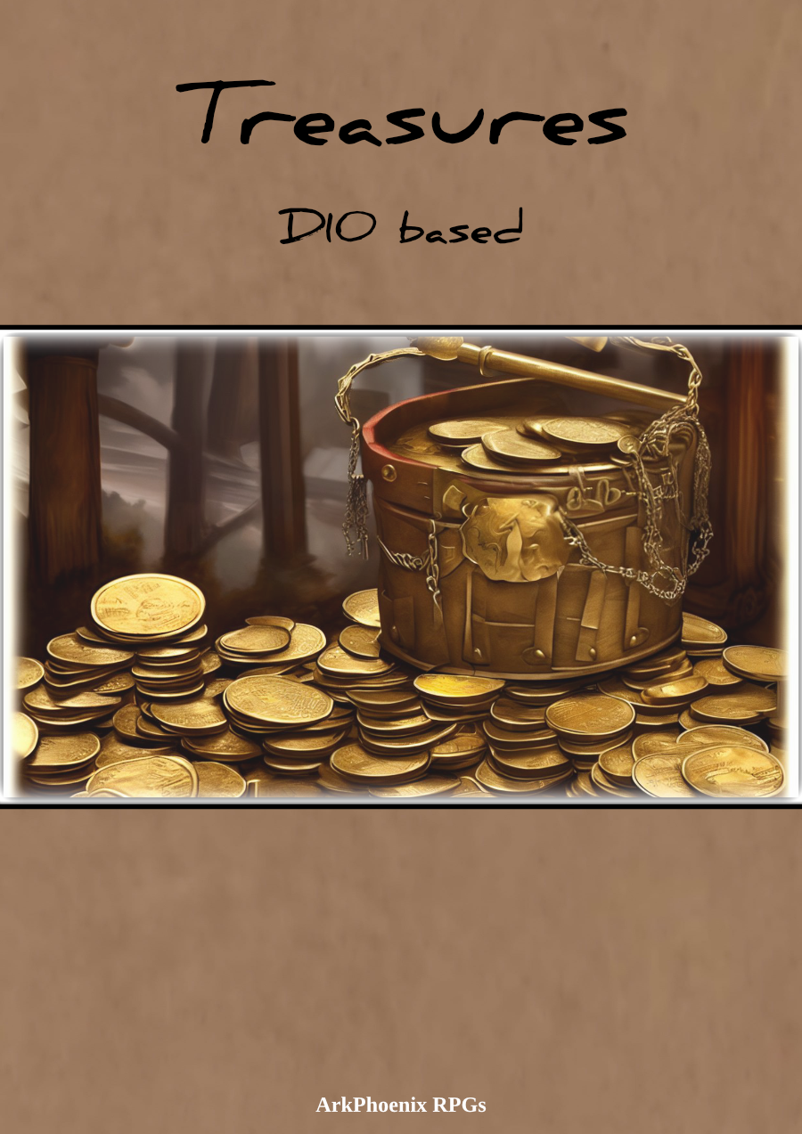 Treasures - D10 based Generator - Arkphoenix RPGs | DriveThruRPG Treasures - D10 based Generator - Arkphoenix RPGs | DriveThruRPG