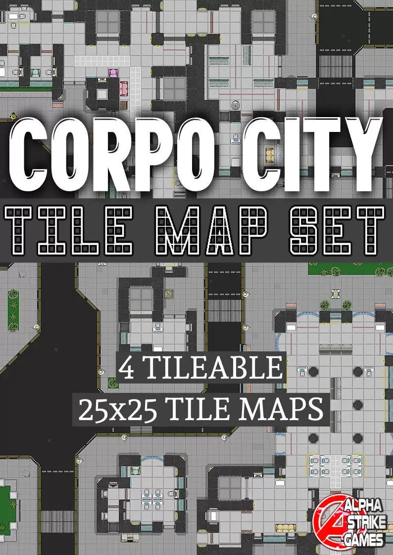Corpo City Tile Map Set - Alpha Strike Games Limited | Tile Maps | Tile Maps | DriveThruRPG