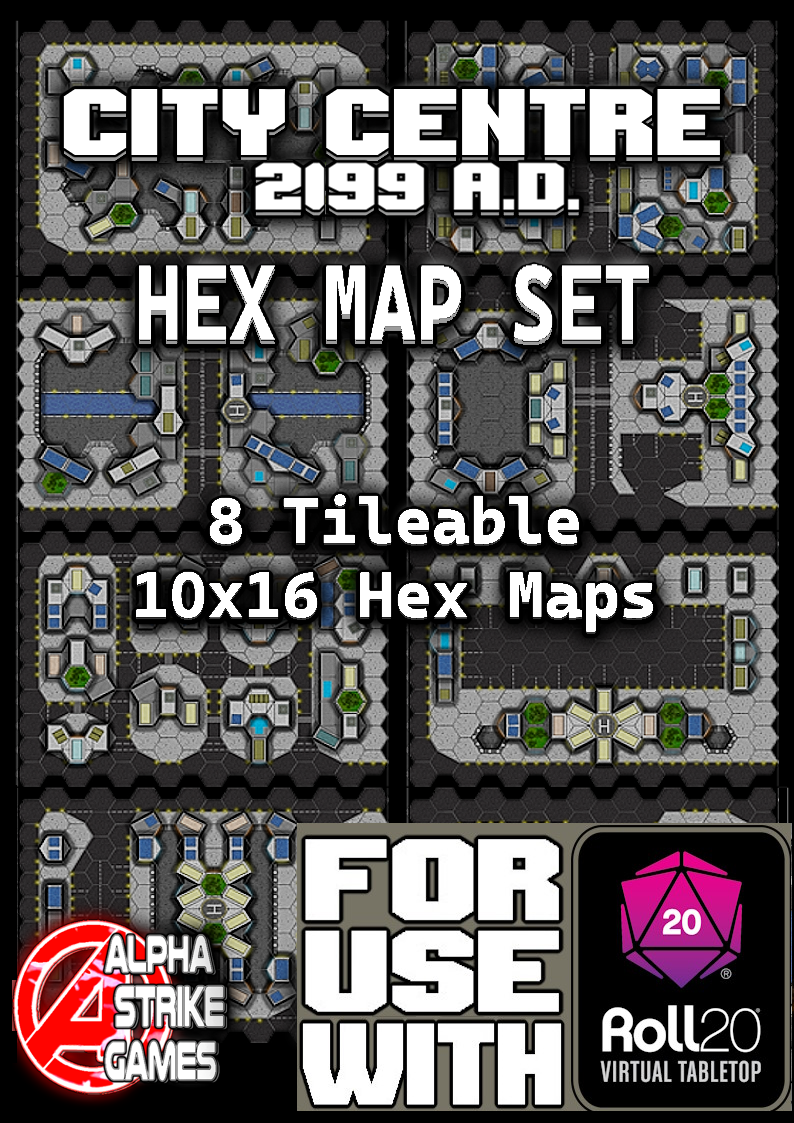 City Centre 2199AD Hex Map Set (VTT) - Alpha Strike Games Limited | Hex Maps | For Roll20 ...