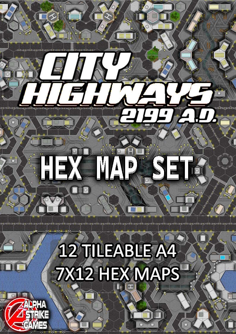 City Highways 2199AD Hex Map Set - Alpha Strike Games Limited | Hex Maps | DriveThruRPG