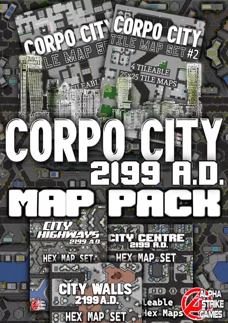 Corpo City 2199AD Map Pack [BUNDLE] - Alpha Strike Games Limited | Hex Maps | Tile Maps | Tile ...