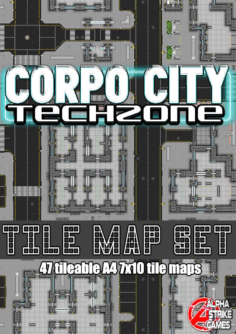Corpo City TechZone Tile Map Set - Alpha Strike Games Limited | Tile Maps | Tile Maps | DriveThruRPG