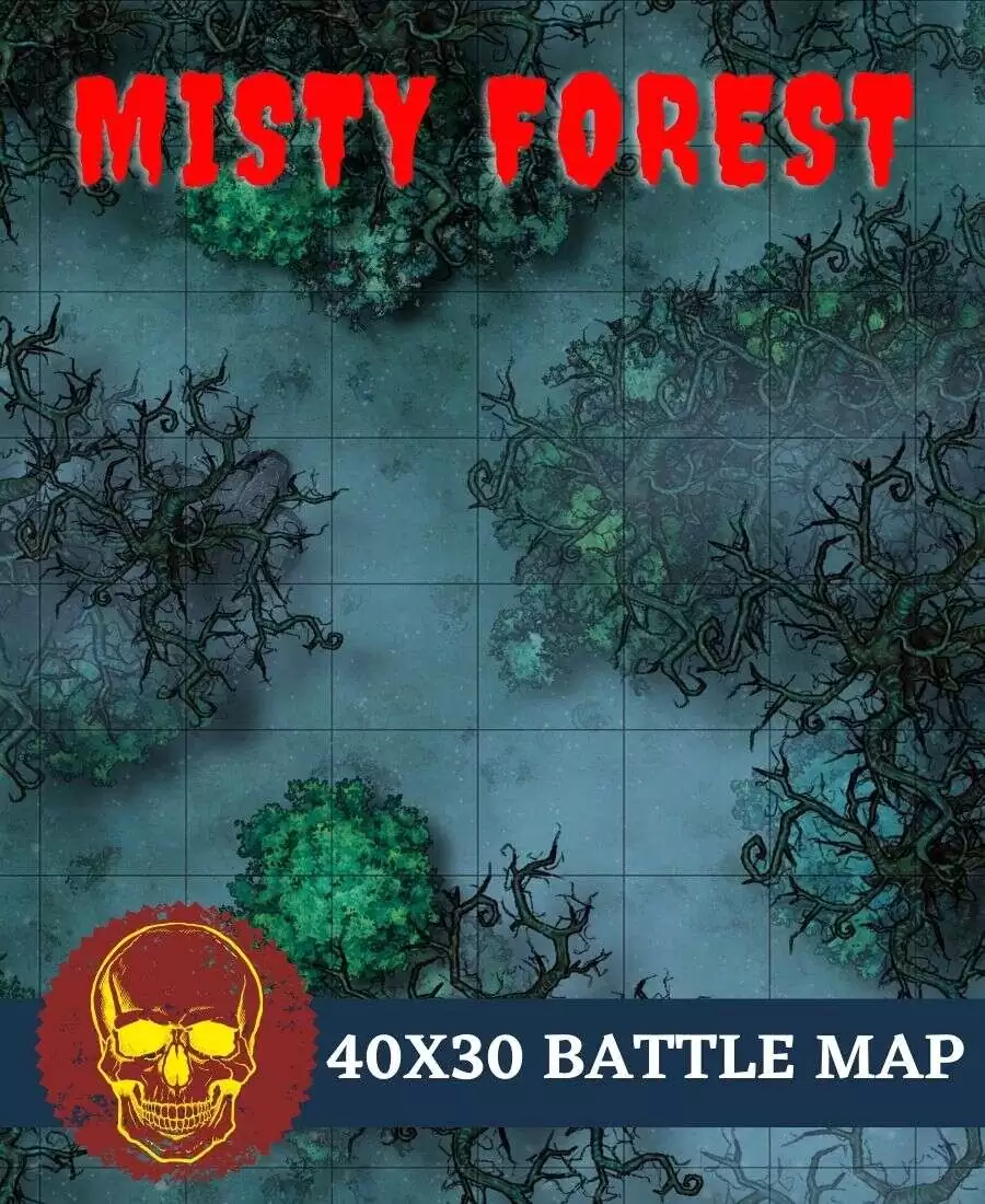 Misty Forest map: 40X30 BATTLE MAP (N0.9) - suwat | DriveThruRPG