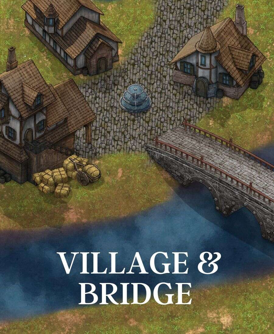 Village & Bridge RPG Encounter Battle Map - Sesiana | DriveThruRPG