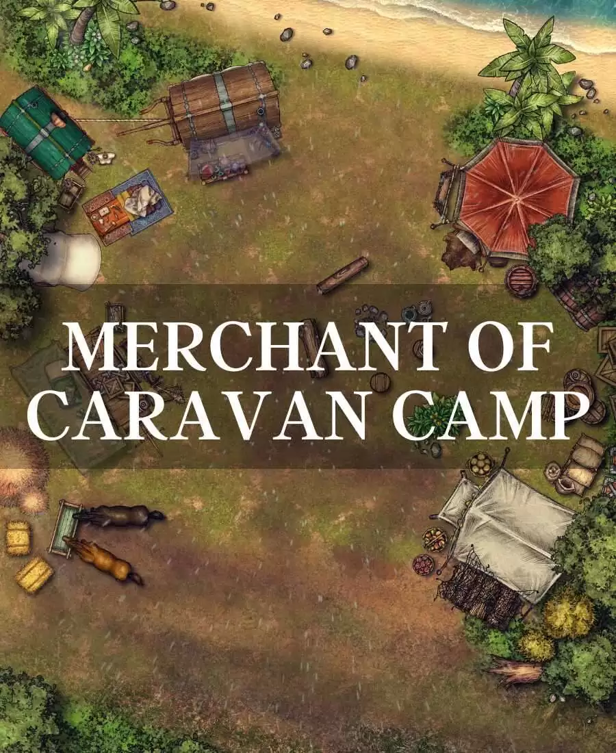 Merchant of caravan camp RPG Encounter Battle Map - Sesiana | DriveThruRPG