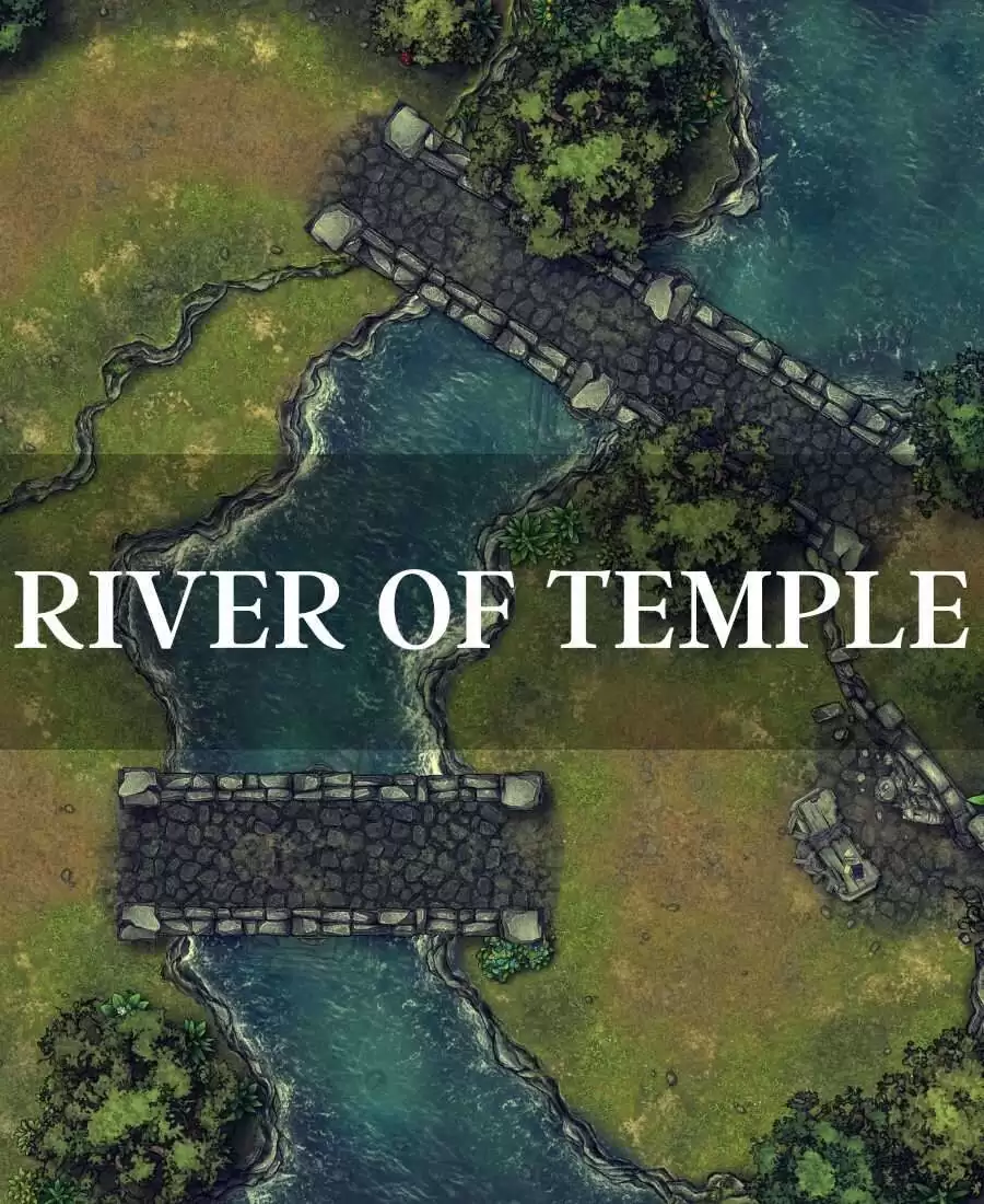 River of Temple RPG Encounter Battle Map - Sesiana | DriveThruRPG