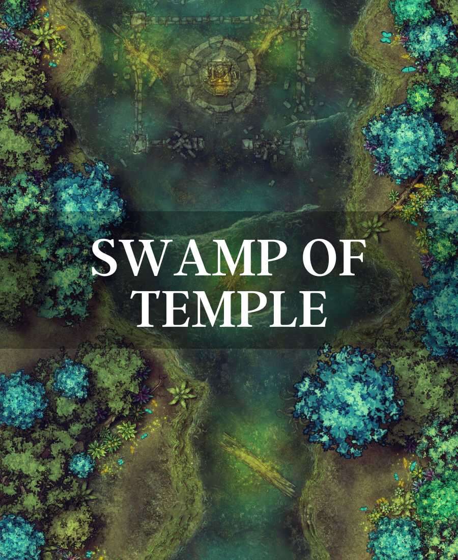 Swamp of Temple Fantasy RPG Encounter Map - Sesiana | DriveThruRPG