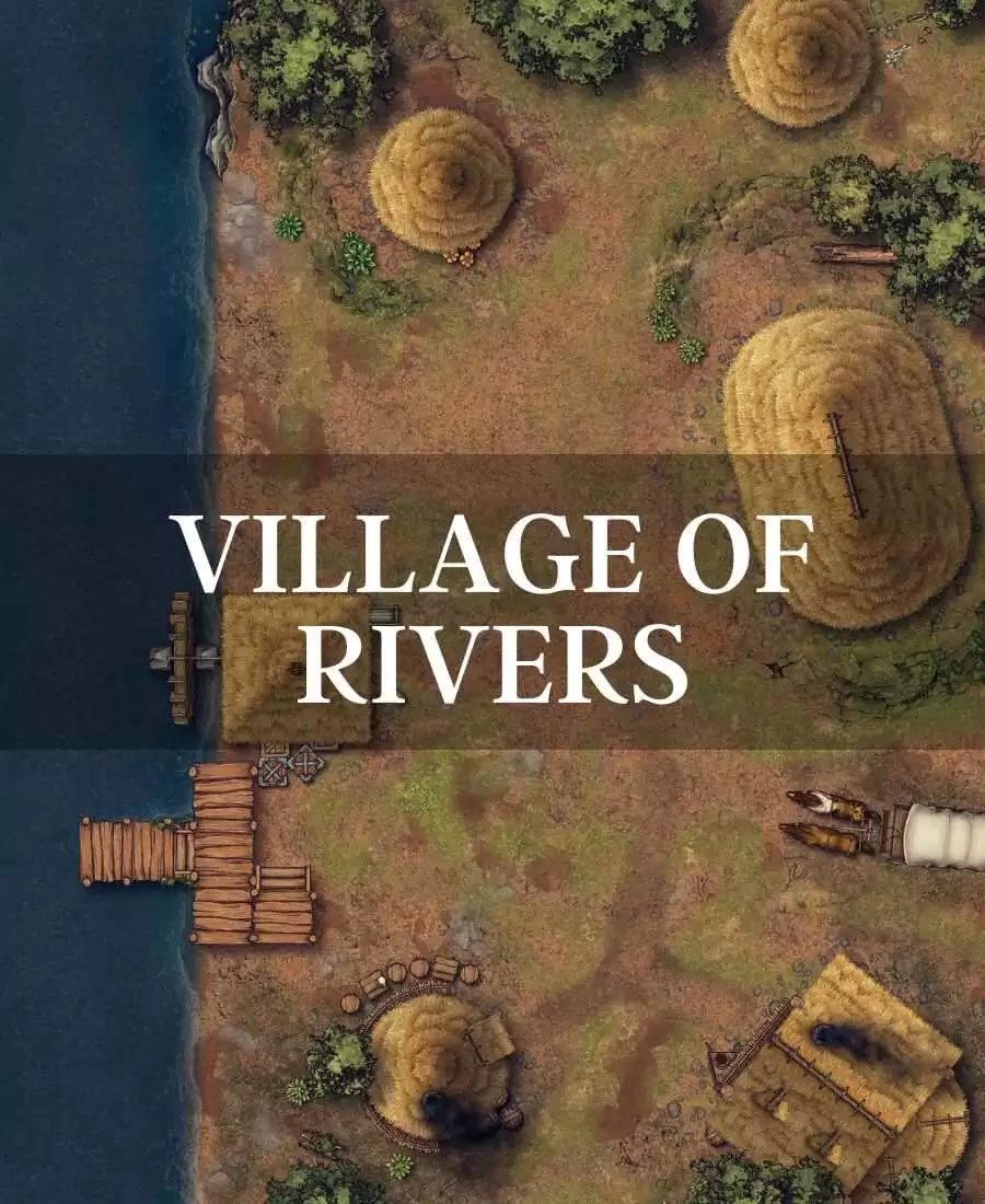 Village of Rivers Encounter Battle Map - 45x60 - Sesiana | DriveThruRPG