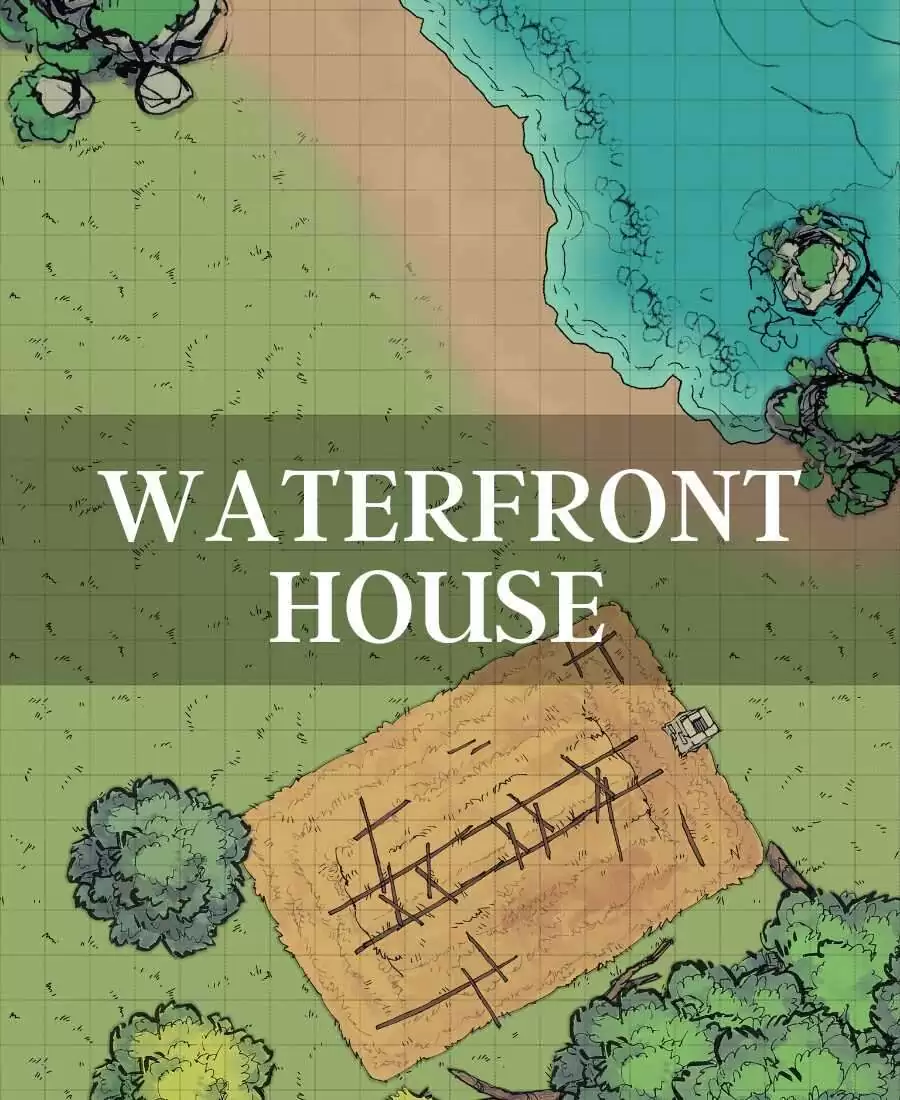 Waterfront House RPG Encounter Battle Map - 30x20 - Sesiana | DriveThruRPG