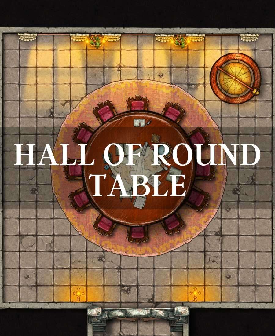 Hall of round table RPG Encounter Battle Map - 30x30 - Sesiana ...