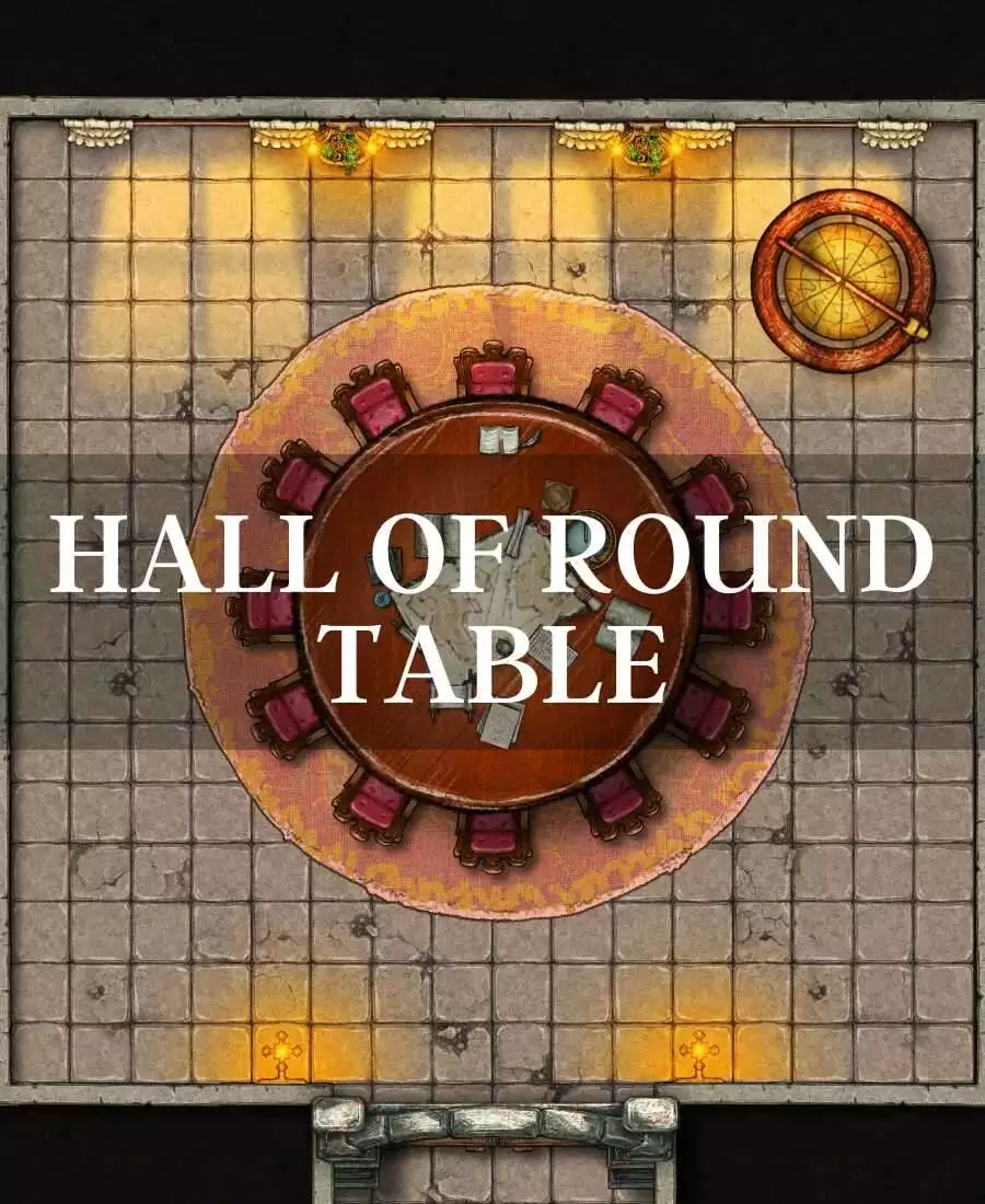 Hall of round table RPG Encounter Battle Map - 30x30 - Sesiana | DriveThruRPG