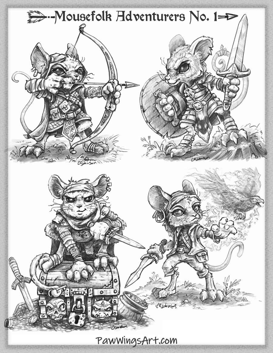 Mousefolk Adventurers Art Pack #1 - Paw Wings Art | DriveThruRPG