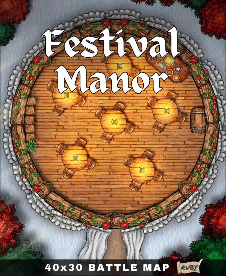 40x30 Battle Map - Festival Manor - RubyRPG | DriveThruRPG