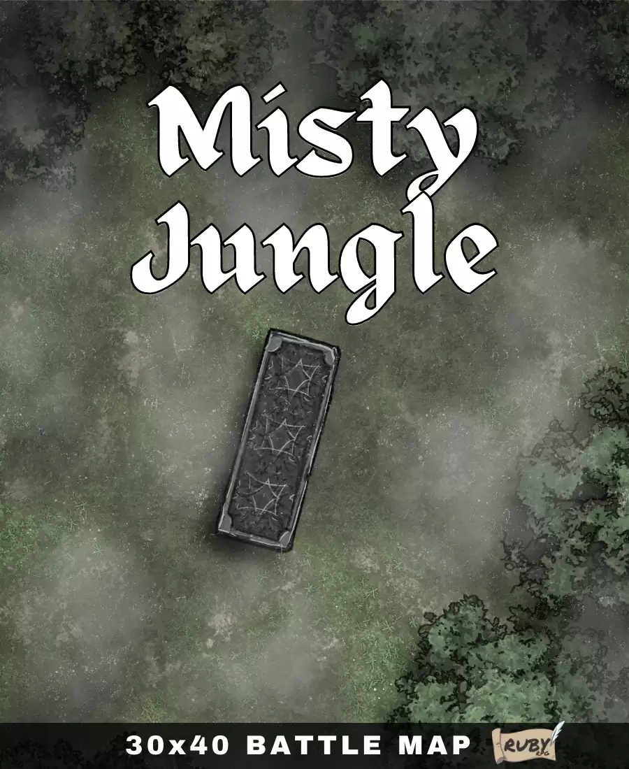 30x40 Battle Map - Misty Jungle - RubyRPG | DriveThruRPG