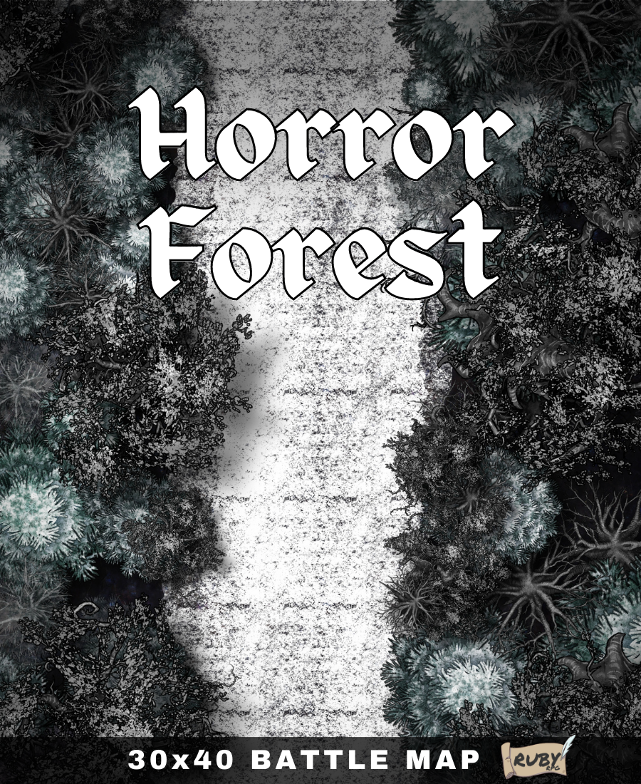 30x40 Battle Map - Horror Forest Road - RubyRPG | DriveThruRPG