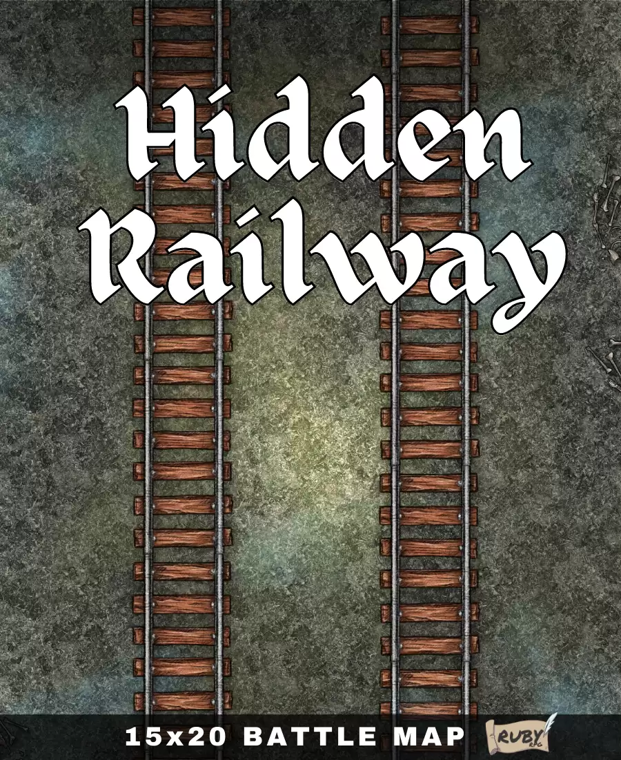30x40 Battle Map - Hidden Railway Train Track - RubyRPG | DriveThruRPG