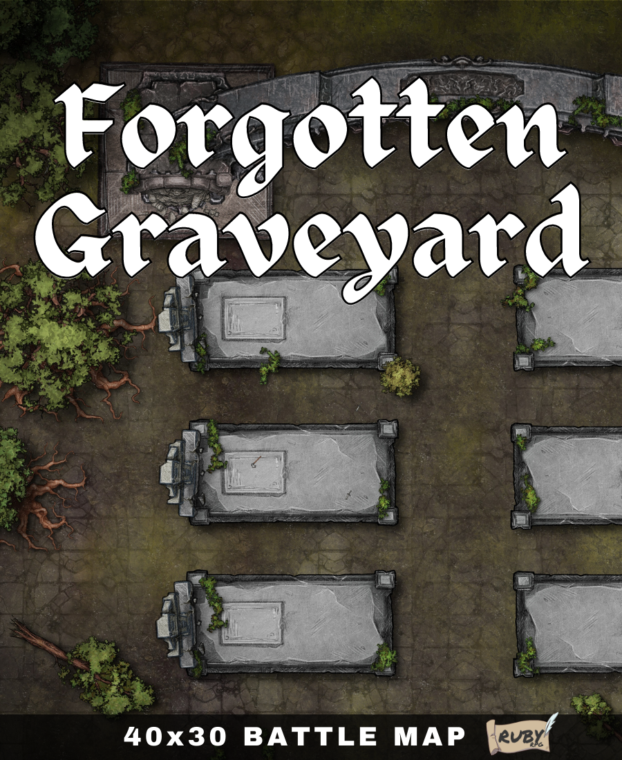 40x30 Battle Map - Forgotten Graveyard - RubyRPG | DriveThruRPG
