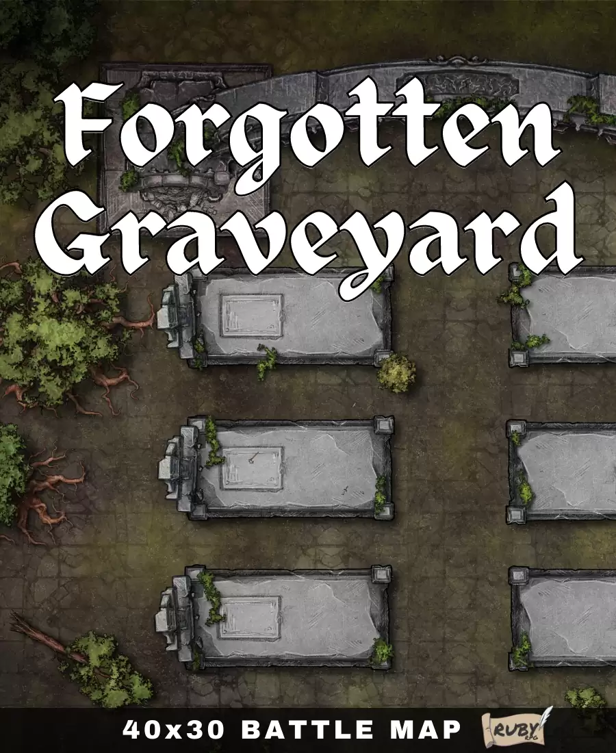 40x30 Battle Map - Forgotten Graveyard - RubyRPG | DriveThruRPG