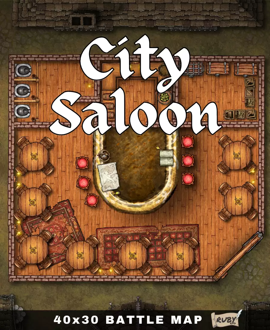 40x30 Battle Map - City Saloon - RubyRPG | DriveThruRPG
