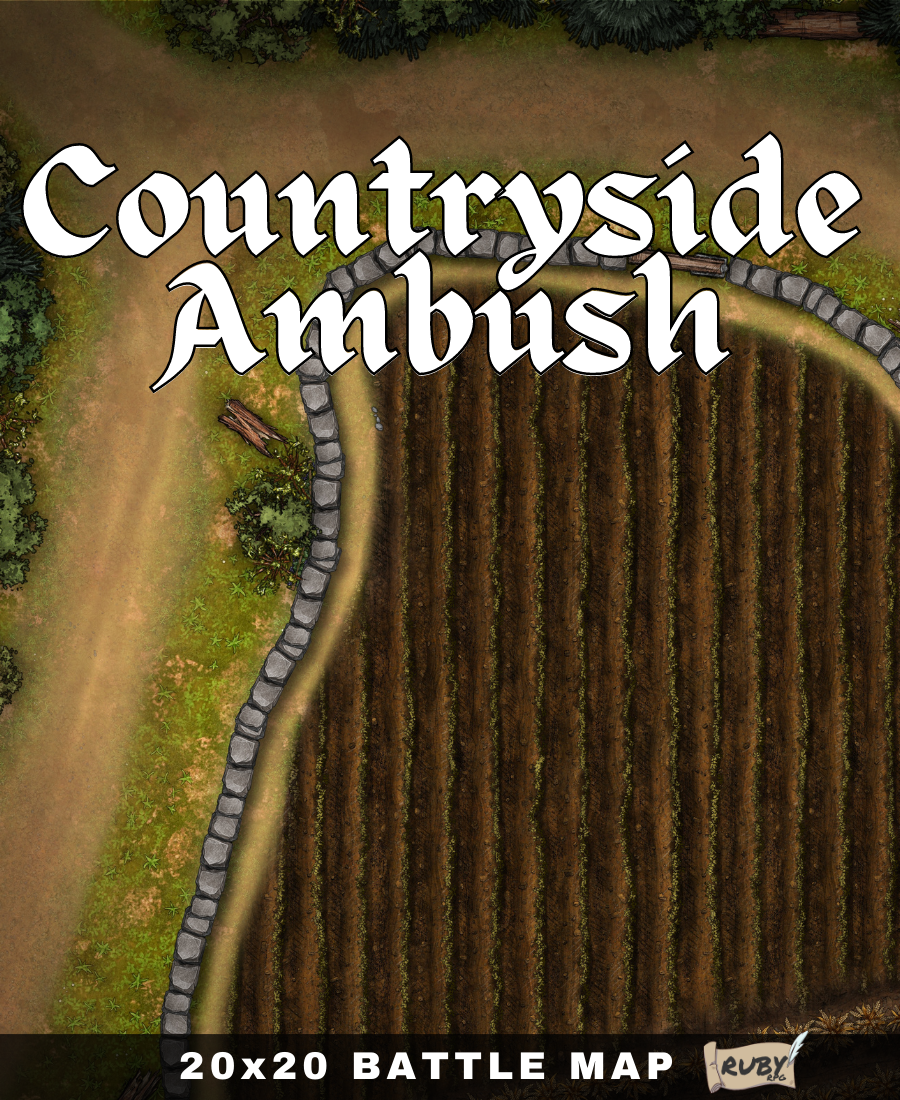 20x20 Battle Map - Countryside Ambush - RubyRPG | DriveThruRPG