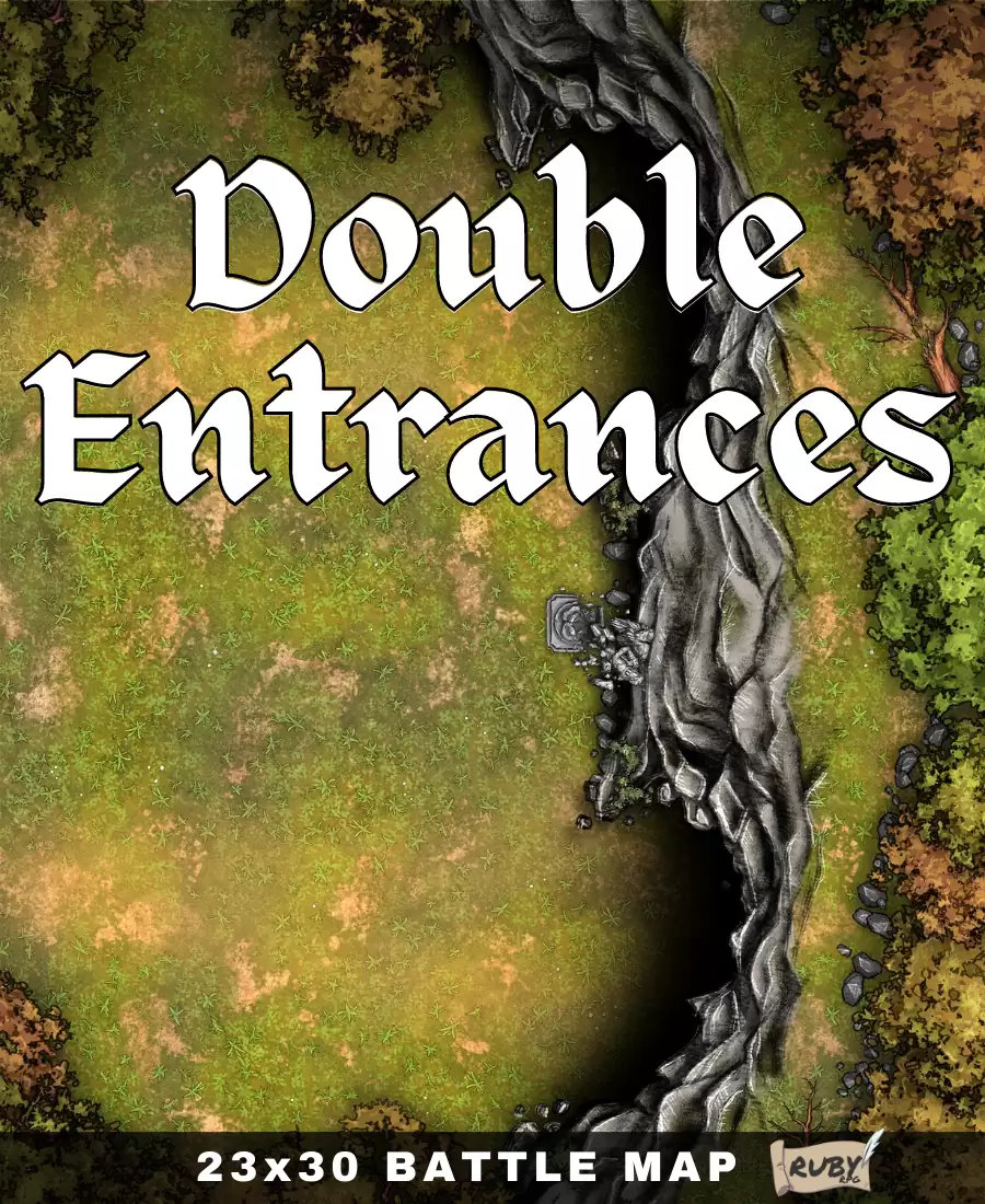 23x30 Battle Map - Double Cave Entrances - RubyRPG | DriveThruRPG