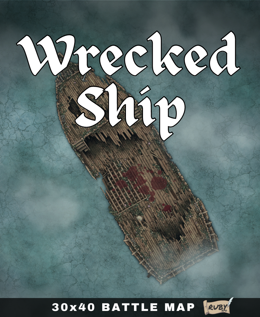 30x40 Battle Map - Wrecked Ship Frozen Ocean - RubyRPG | DriveThruRPG