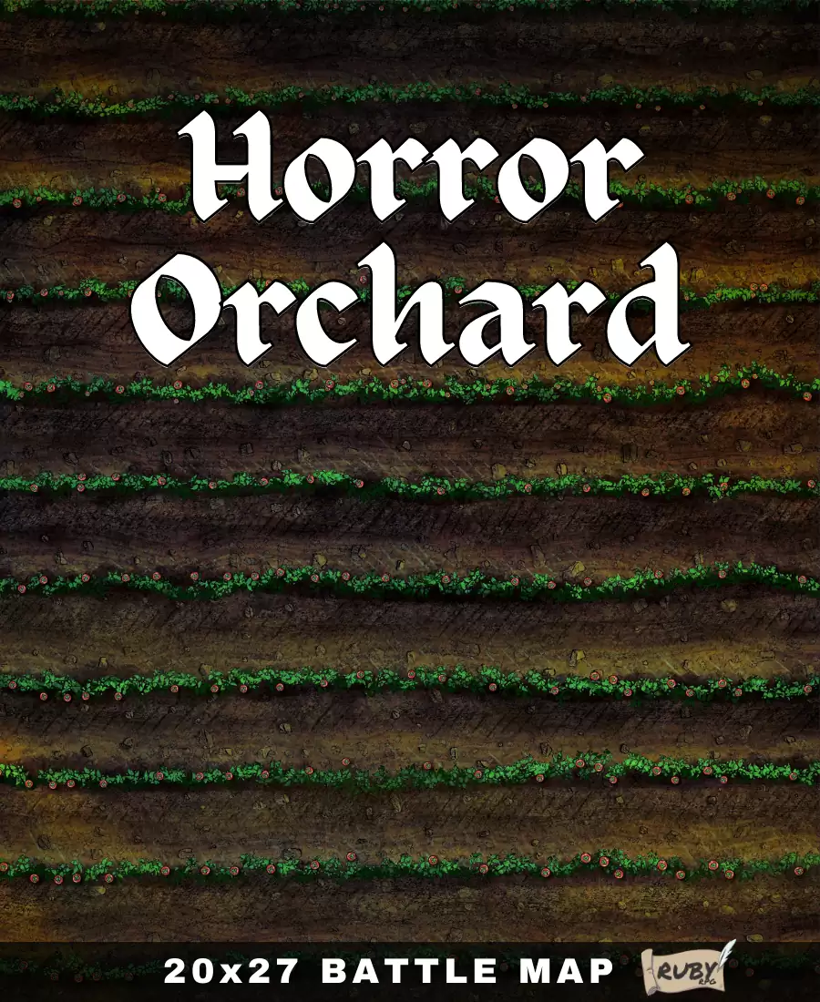 20x27 Battle Map - Horror Orchard Farm - RubyRPG | DriveThruRPG